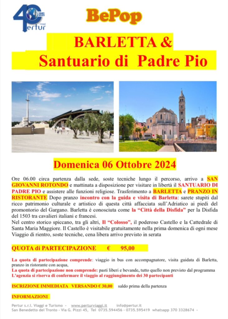 Parti con Pertur Viaggi alla scoperta di Barletta (BT) - BePop